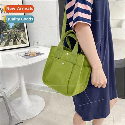 Solid color canvas hand carry bento lunch box bag female Don