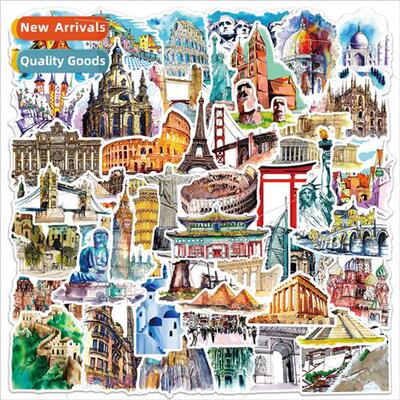 50 Travel World Landmarks Doodle Stickers Handbook ggage Pho