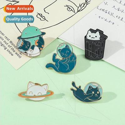 Cute cartoon creative astronaut cat small animal badge cosmi