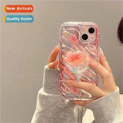 Simple Girl Pink Rose IPhone13/14ProMax Internal Stripe Appl