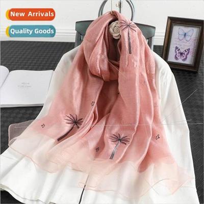 New Coconut silk wool blend scarf Elegant and versatile long