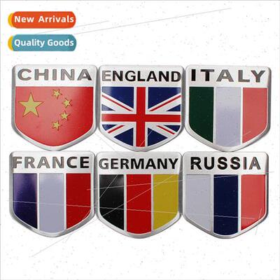 Germany UK Italy USA France Flag Metal Stickers Patriotic Mo