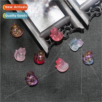 10 imitation Czech glaze gradient small fox pendant earrings