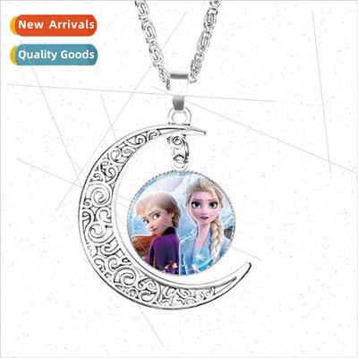 Frozen 2 Moon Necklace Kids Cartoon Elsa Princess Anna Time