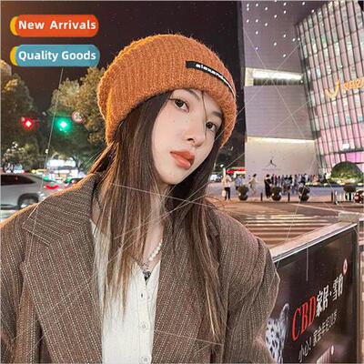 Knitted cap female fall and winter big head circumference th