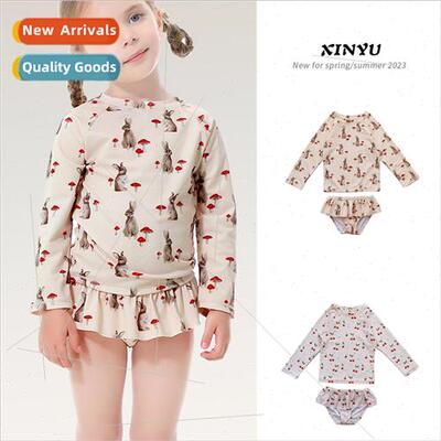 23 years new childrens swimsuits girls long-sleeved sunscree