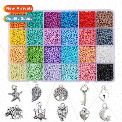 24 Grid Glass Rice Beads Set 3mm Solid Color Baked Lacquer B