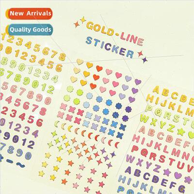 A57 Korea colorful gold edge alphanumeric stickers geometric