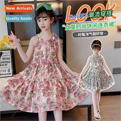 Girls dress sleeveless summer 2023 new bohemian skirt middle