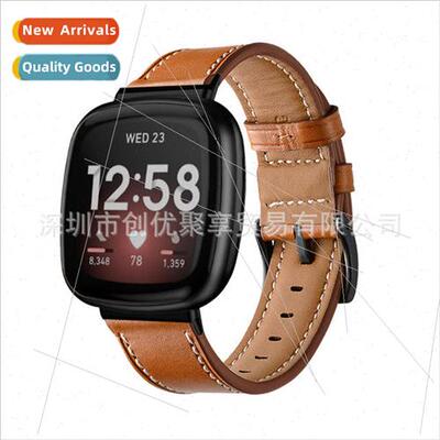 适用 Fitbit versa3/versa4 leather strap fitbit sense2/sense