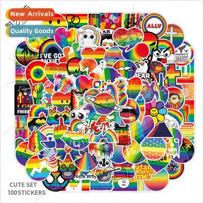 100 small fresh animal rainbow stickers water cup car luggag