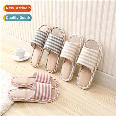 Striped linen four seasons indoor slippers cotton couple -sl