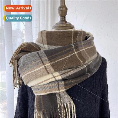 Plaid scarf female fall and winter new Korean retro shawl Ja