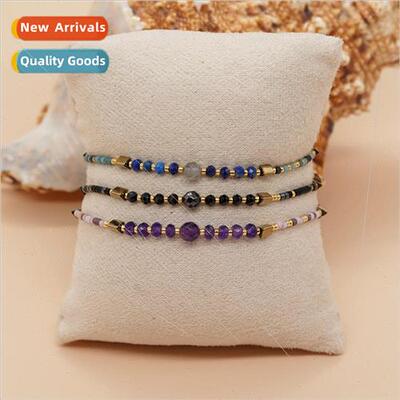 Bohemian minimalist  rice beads hand-woven semi-precious sto
