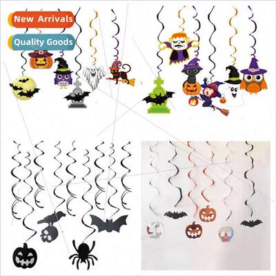 Halloween Spiral Paper Hanging Decoration Bat Ghost Head Pum