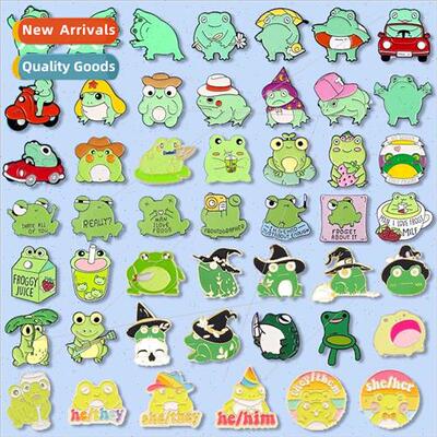 Green Frog Set Series Combination Brooch Creative Baking Lac