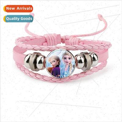 Frozen 2 Children Cartoon Pink Princess Elsa Cowhide Bracele