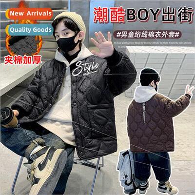 Boys clip cotton baseball jacket winter 2023 new thickened m