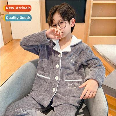 Boys pajamas 2023 spring and fall new facecloth big children
