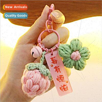 Finished handmade crocheted strawberry rabbit pendant wool k