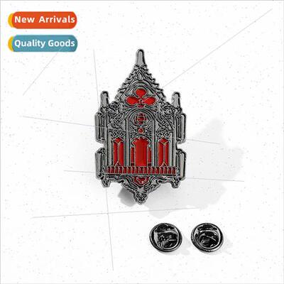 Gothic Church Brooch Cartoon Mysterious Architecture Metal B