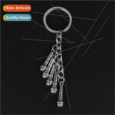 New metal microphone keychain pendant creative microphone ke
