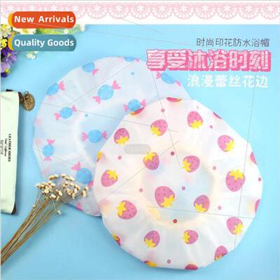 Household adult waterproof shower cap cartoon flower EVA mat
