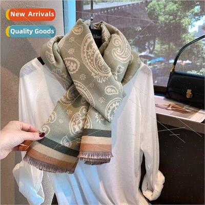 2023 winter new senior sense of green cashew faux cashmere s