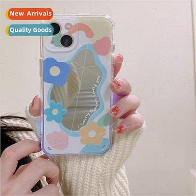ins colorful floral mirror 适用 13/14Promax phone case iphon