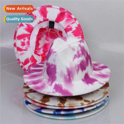 New men and women tie-dye wool cap bowler hat digital printi