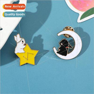 Cartoon creative cute rabbit brooch 适用get envy couple moon