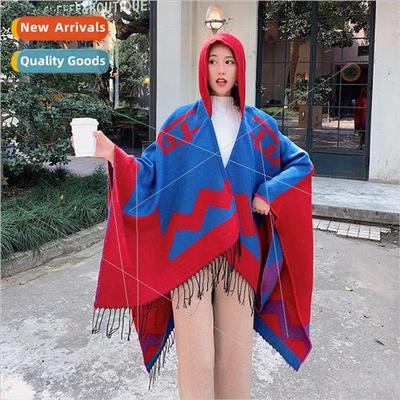 Poncho Hooded Shawl Nepal Autumn and Winter Travel Warm Ethn