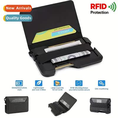 Mens Slim Metal EDC Genuine Leather Wallet Credit Card Holde