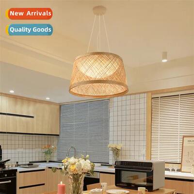Wabi-sabi style dining room chelier creative rattan lamp Jap