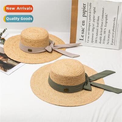 Raffia grass summer womens straw hat fluttering band in Euro