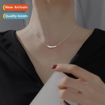 New n small eggplant bent pipe smile necklace collarbe chain