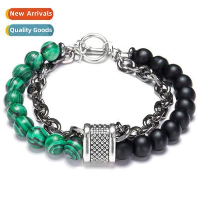 Frosted Mapste Mens Bracelet Beaded Metal Bracelet Accessori