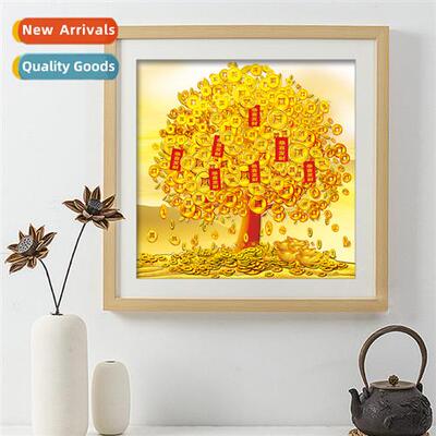 New Fortune Tree Embroidery Living Room Hallway Stick Full D