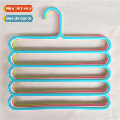 Multi-functial colorful n-slip closet 5 tier trouser rack co