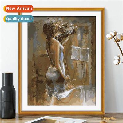 Cross stch new girl playing violin hmade diy thread embroide