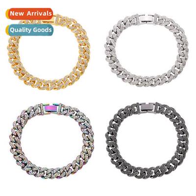 Hip hop micro-set zircia Cuban bracelet men and women lock E