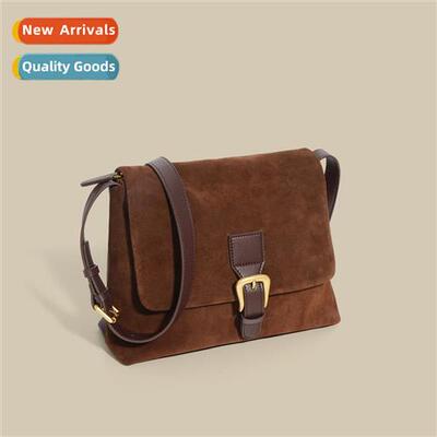 Large capacy commuter frosted cowhide single shoulder crossb