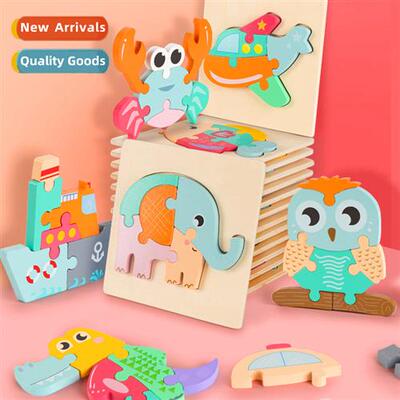 Wooden 3D macar three-dimensial snap puzzle childrens educat