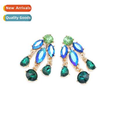 persalized geometric glass colored diamd earrings fashi ligh