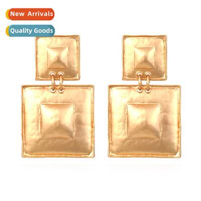 New simple alloy geometric square earrings retro fashi wild