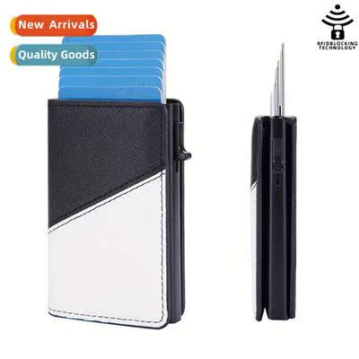 New Mens Patchwork Lear Card Case Minimalist Multi-Card Posi