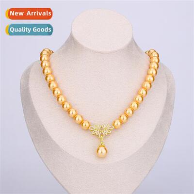 Shell whe pearl collarbe chain wh zirc purple gold colorful