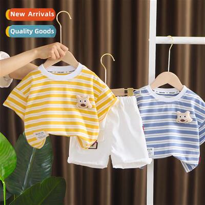 Boys summer short-sleeved su 2023 new baby hsome striped rou