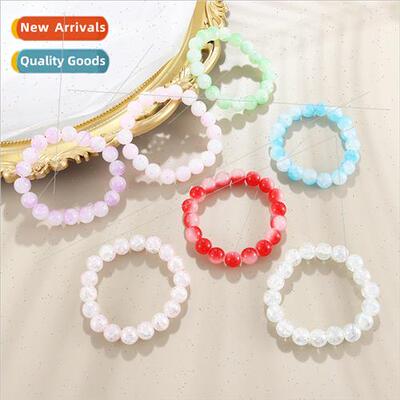 New round colorful cracked ice beads bracelet fashion studen