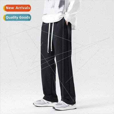 Black drape straight pants boys Shi wide-leg pants spring fa